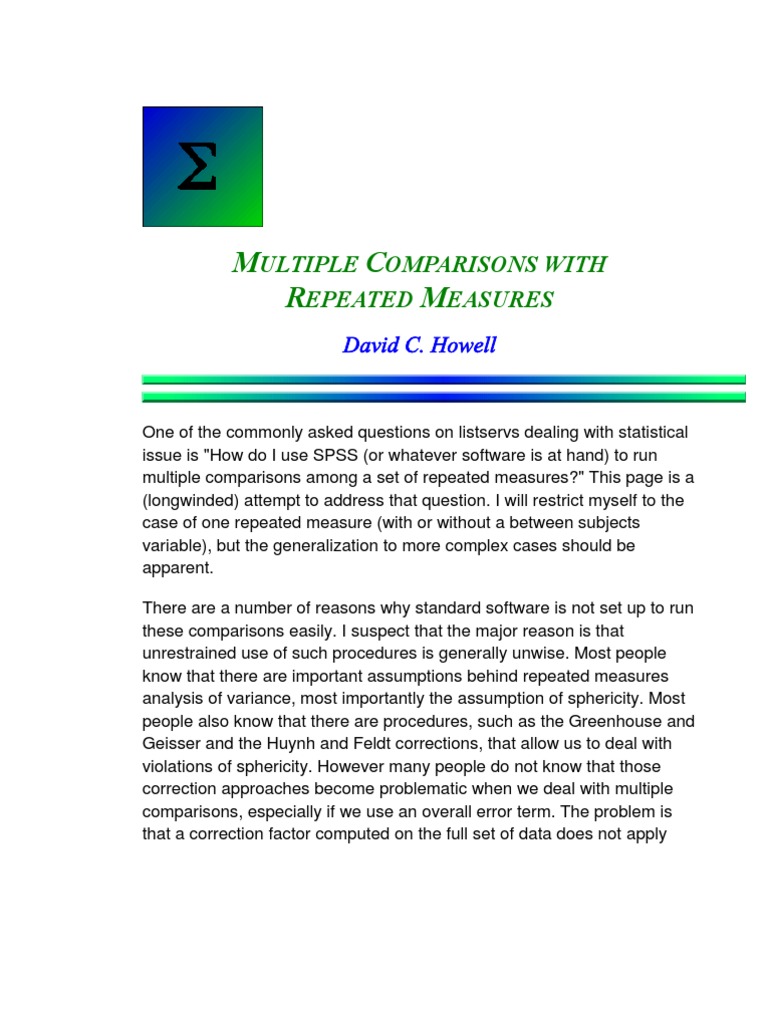 Multiple Comparisons With | PDF | Post Hoc Analysis | Multiple ...
