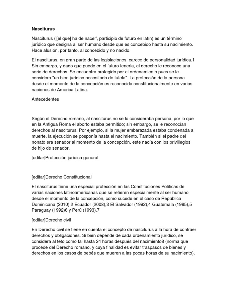 Significado y derechos del nasciturus | PDF | Aborto | Derecho penal