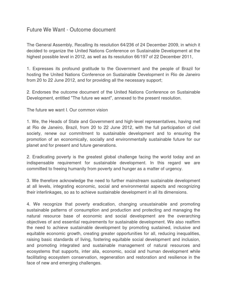 Future We Want | PDF | Poverty Reduction | Sustainability