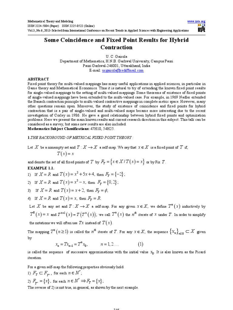 Some Coincidence and Fixed Point Results For Hybrid Contraction | PDF ...