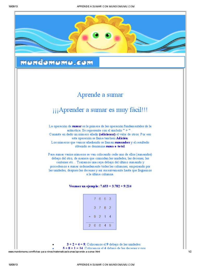 Aprende A Sumar | PDF | Métodos y materiales de enseñanza