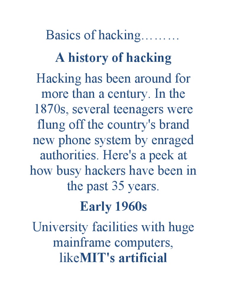 Basics Of Hacking Pdf Pdf Security Hacker White Hat Computer Security