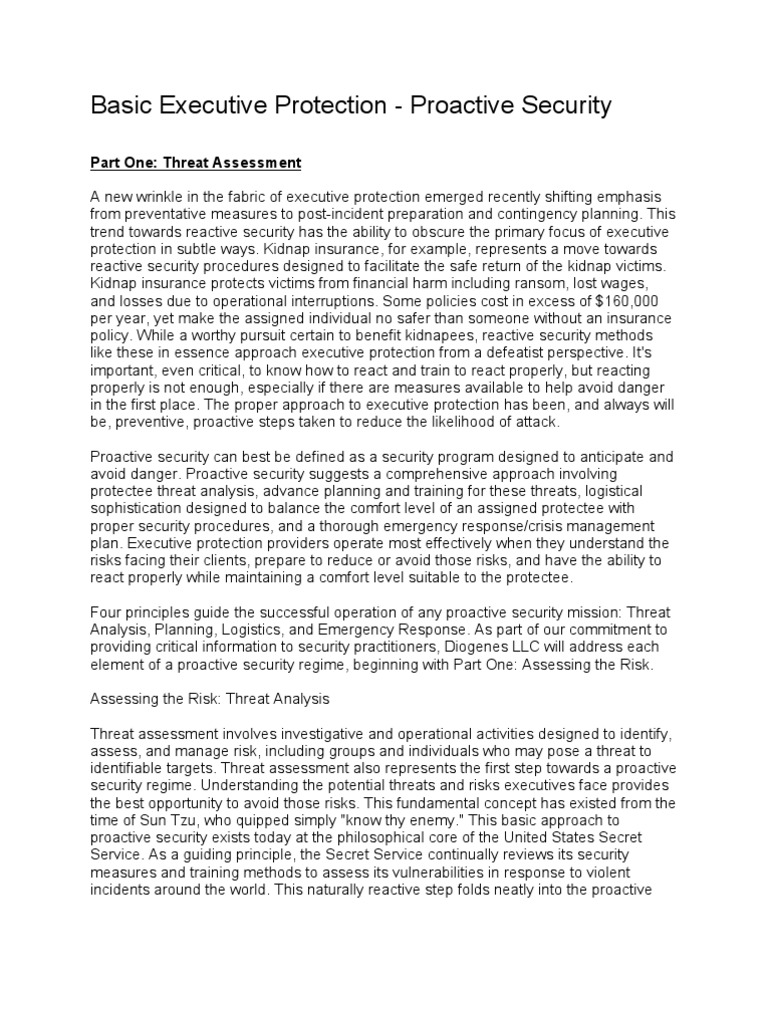 Executive Protection Proactive Security | PDF | Security | United ...