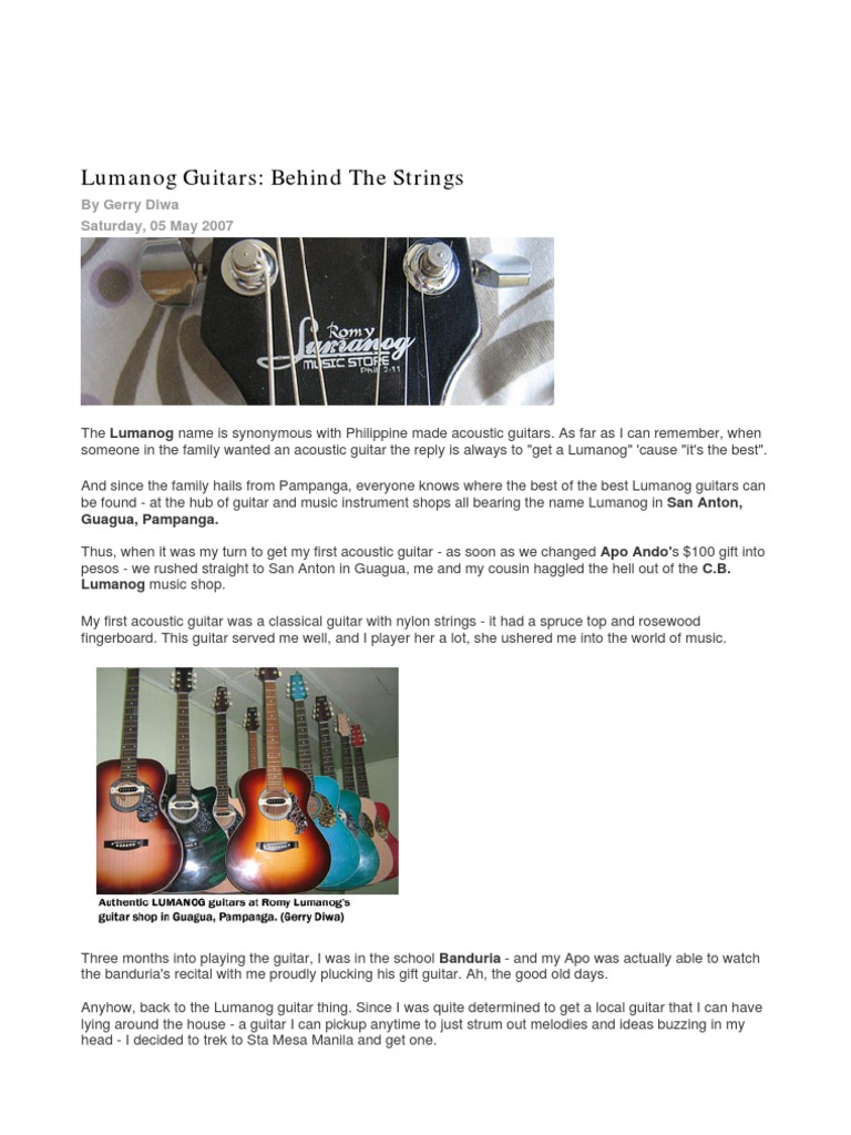Lumanog Guitars | PDF | Guitars | Classical Guitar