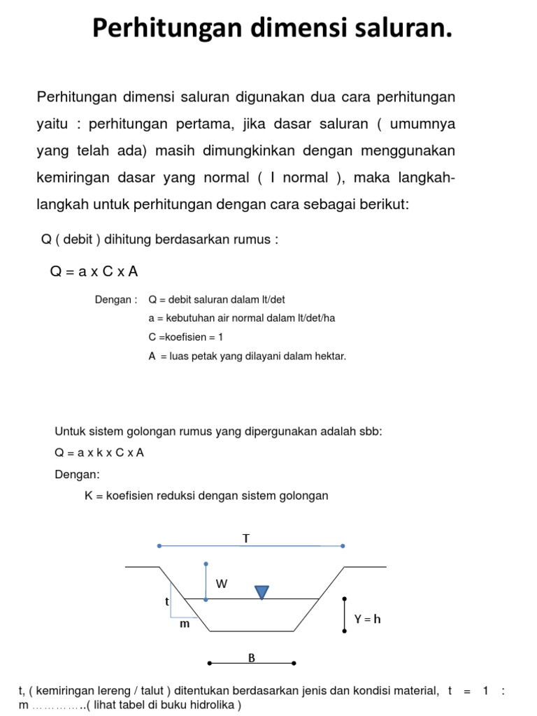 Perhitungan Dimensi Saluran | PDF | Sains & Matematika | Teknologi ...