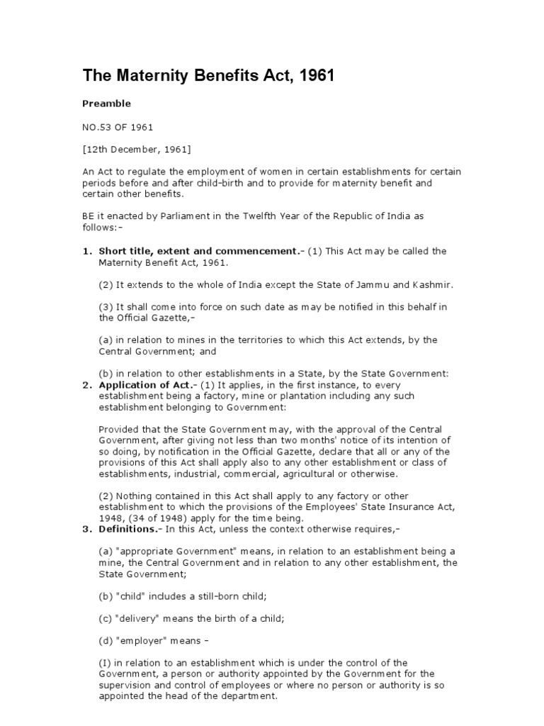 The Maternity Benefits Act | Download Free PDF | Fine (Penalty ...