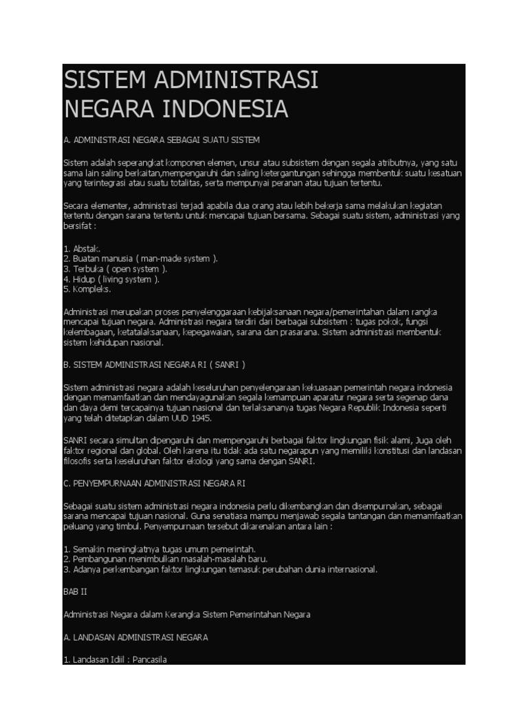 Sistem Administrasi Negara | PDF