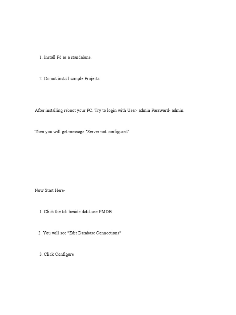 Configuring Primavera P6 Database Setup | PDF