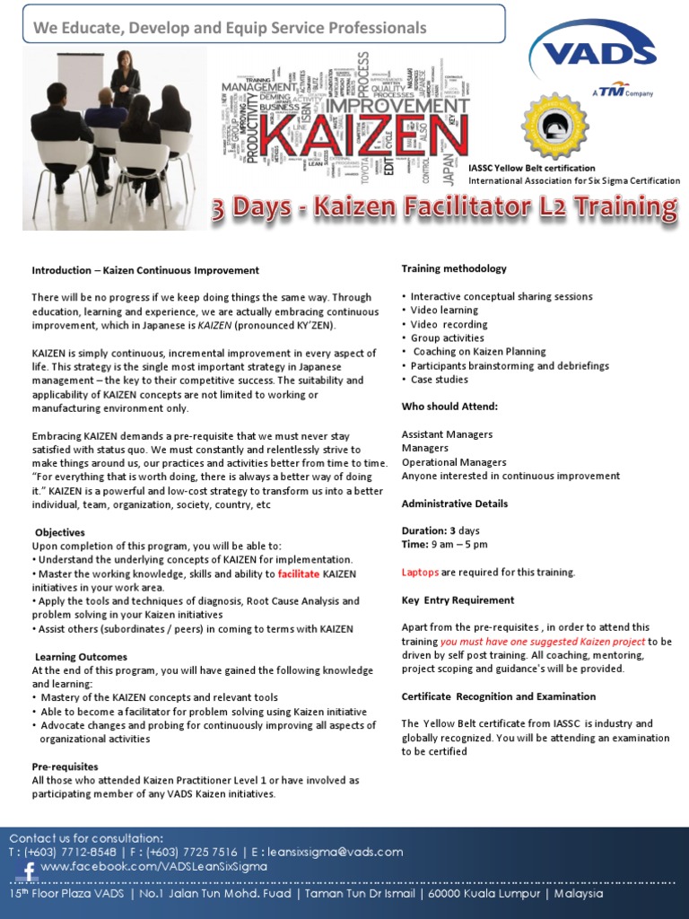Kaizen & Lean Six Sigma Training | PDF | Facilitator | Strategic Management