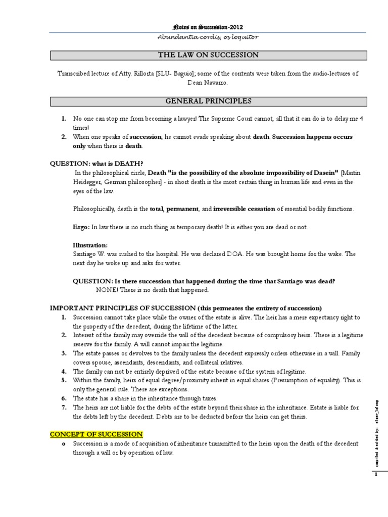 Concept of Wills and Succession | PDF | Will And Testament | Inheritance