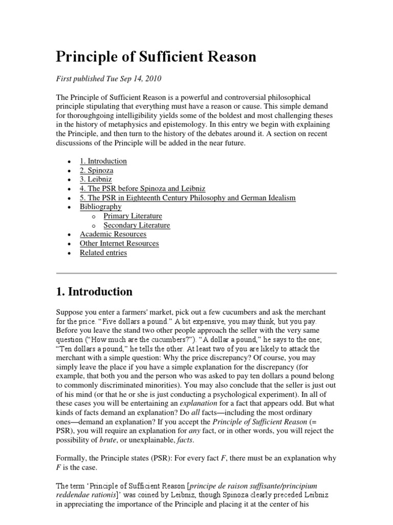 Principle of Sufficient Reason | Download Free PDF | Causality | Truth