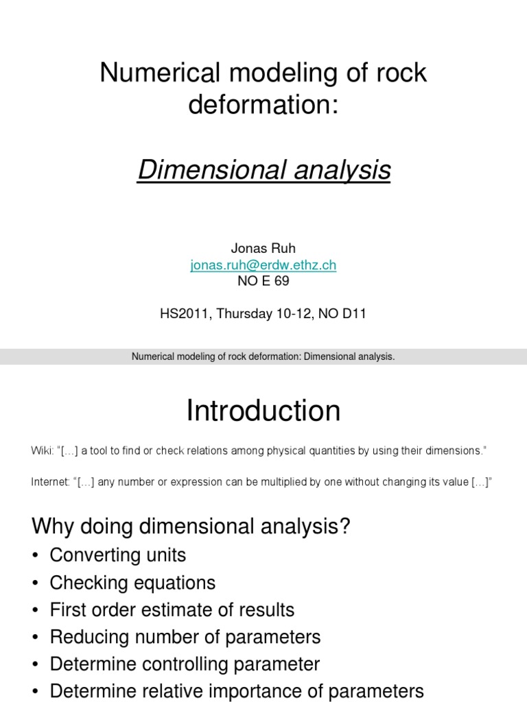 Numerical Modeling of Rock Deformation:: Dimensional Analysis | PDF ...