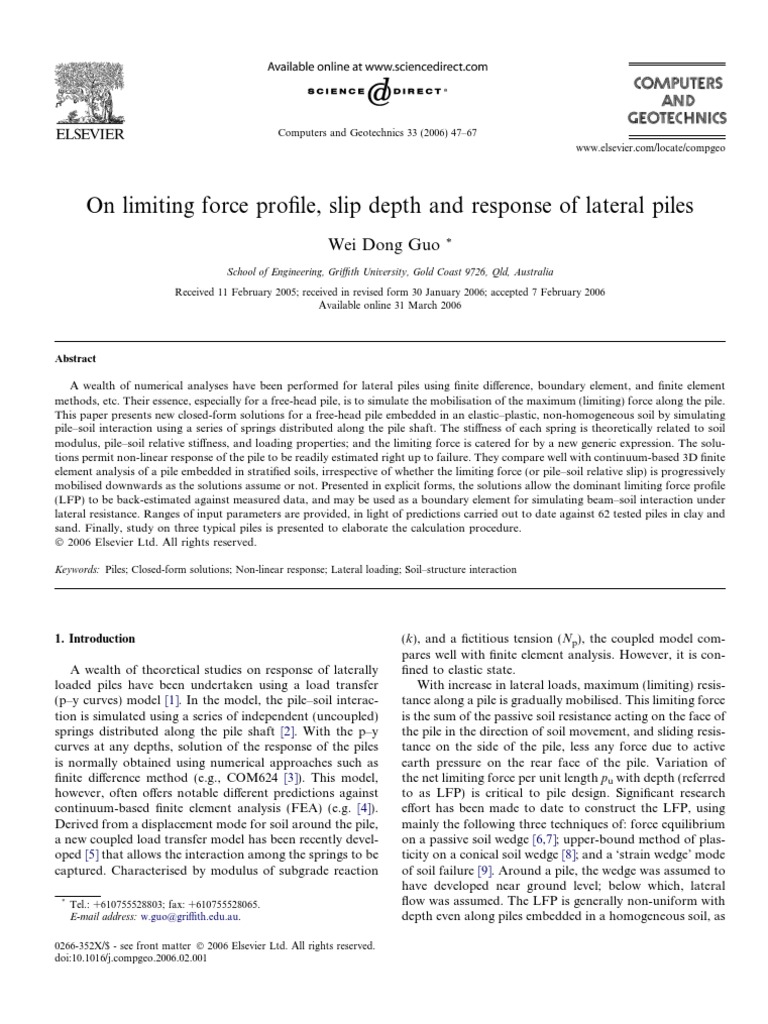 piles subjected to lateral soil movement | Deep Foundation | Elasticity ...