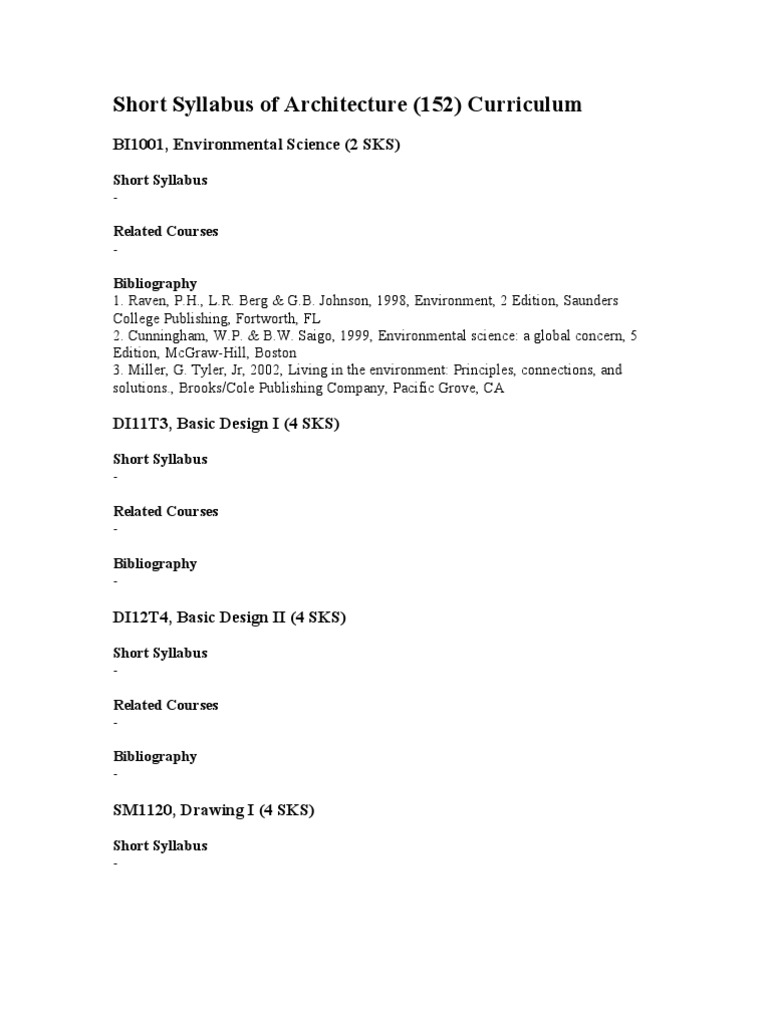 Syllabus For Architecture | PDF | Indonesia | Design