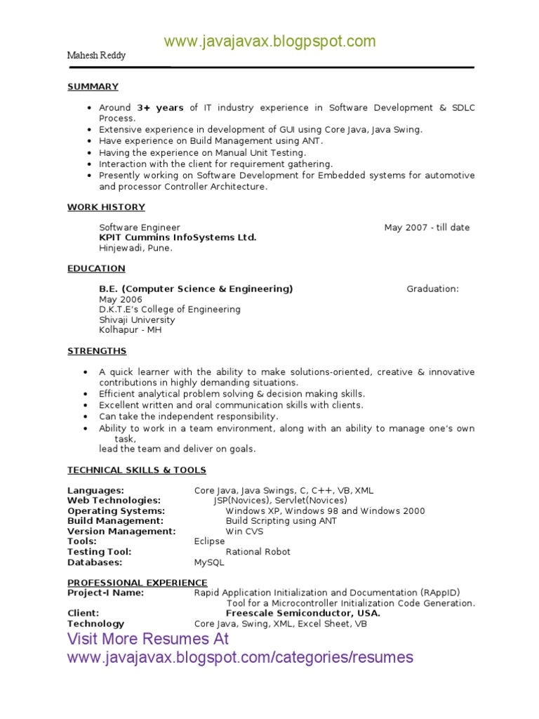 Downloadmela.com Java 3 Years Experience Resume | Java (Programming ...