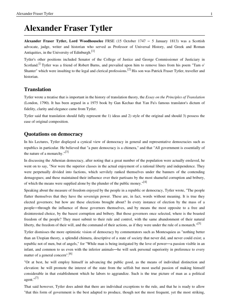 Alexander Fraser Tytler | Political Theories | Politics
