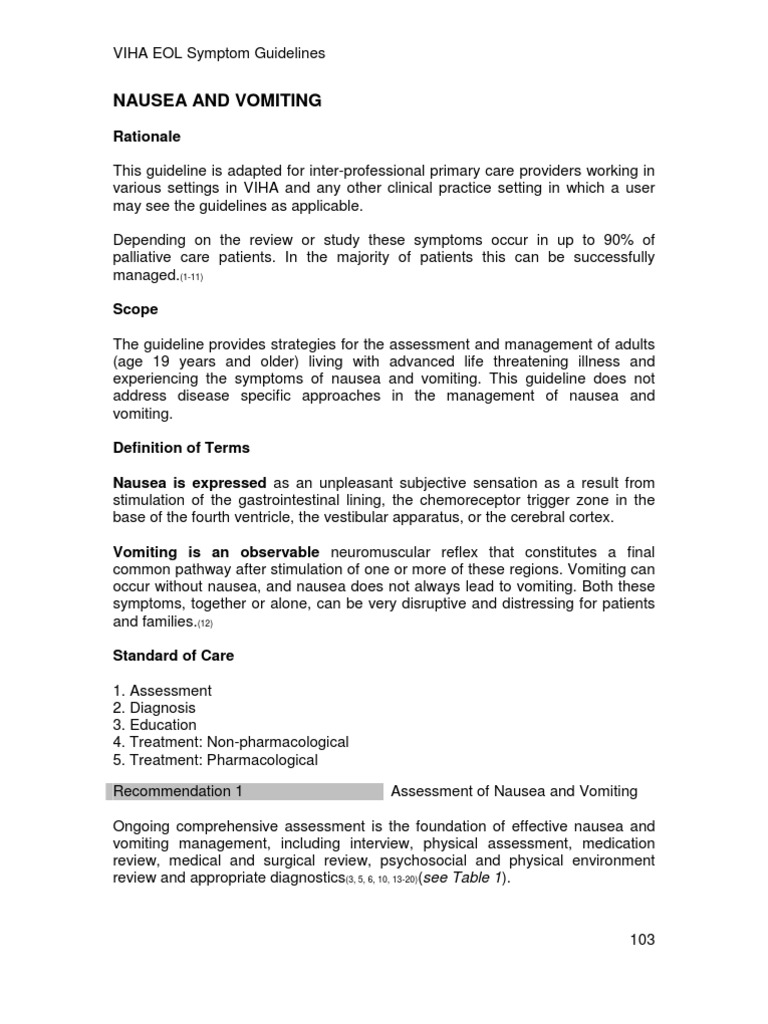 Nausea and Vomiting | Nausea | Palliative Care