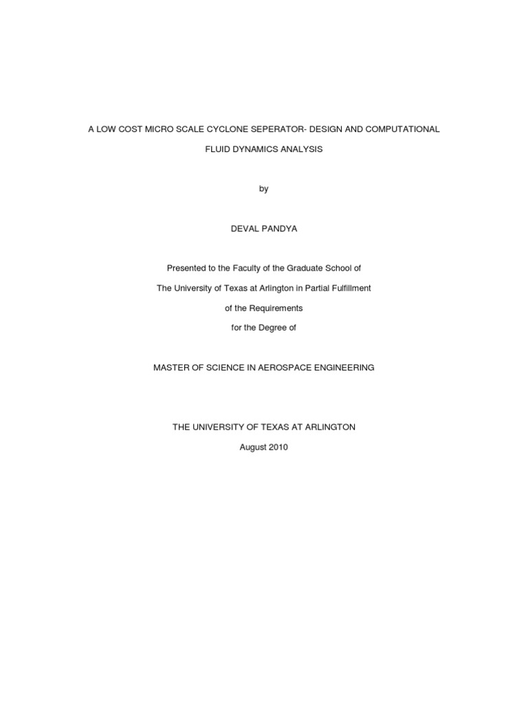 Cyclone Separator Efficiency | Download Free PDF | Computational Fluid Dynamics | Fluid Dynamics