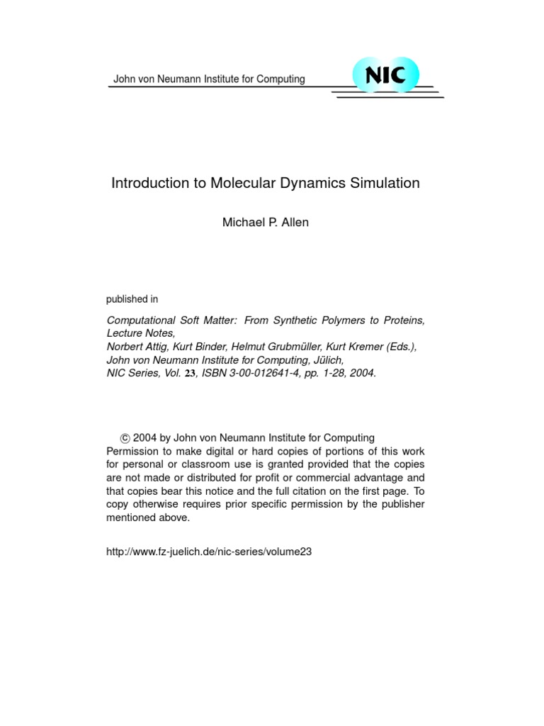 Introduction To Molecular Dynamics Simulation | PDF
