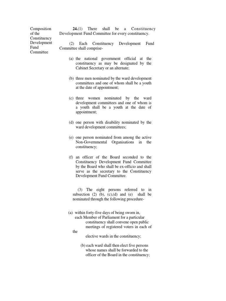 Composition of The Constituency Development Fund Committee (CDFC) | PDF ...