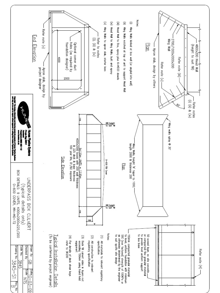 Typical Box Culvert Drawings | PDF | Prestressed Concrete | Precast ...