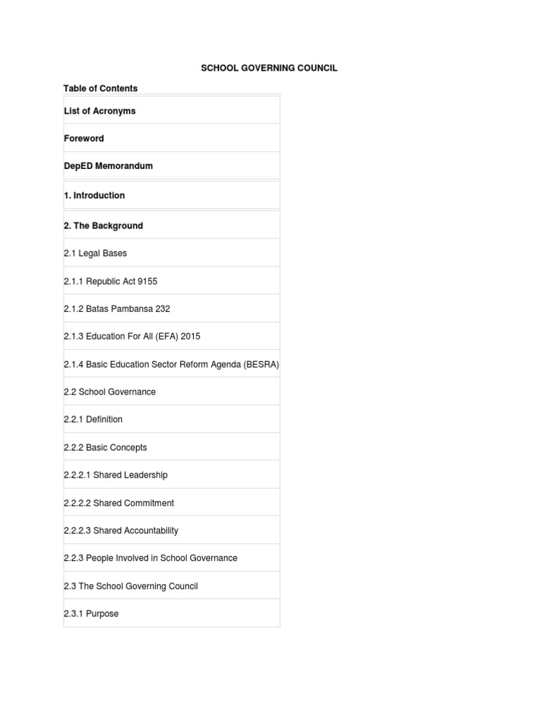 School Governing Council | PDF | Governance | Leadership