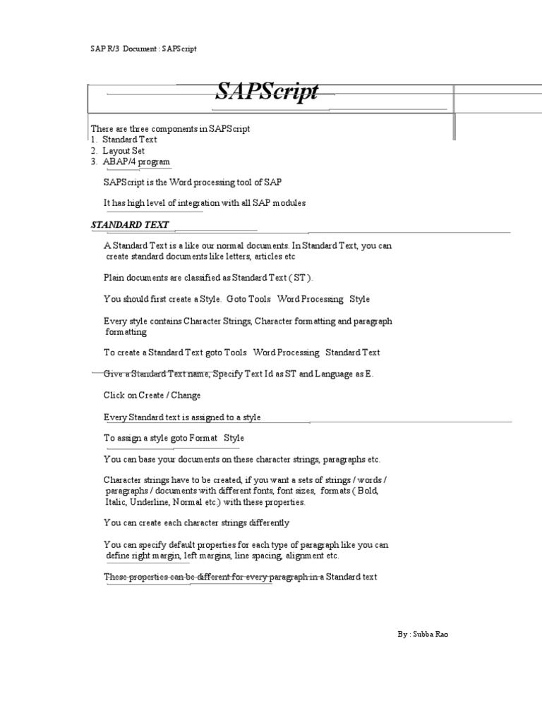 SAP SCRIPT | Page Layout | String (Computer Science)