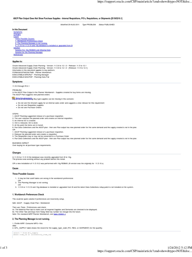 ASCP Plan Output Does Not Show Purchase Supplies - Internal ...