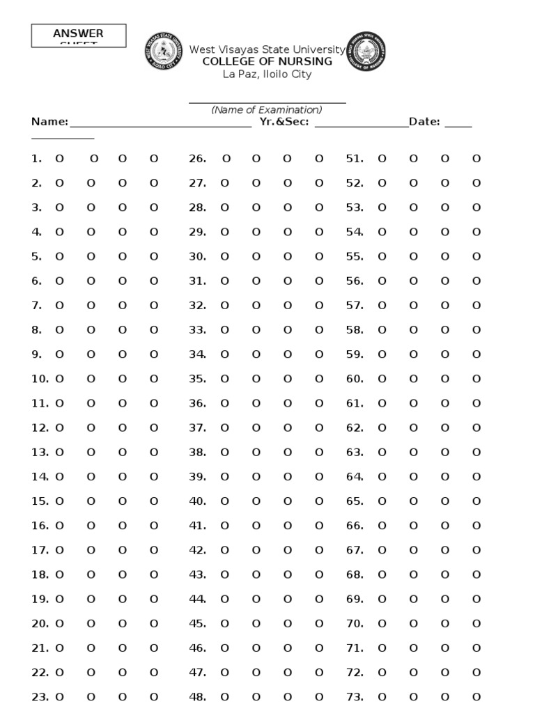 Answer Sheet 150 Items | PDF