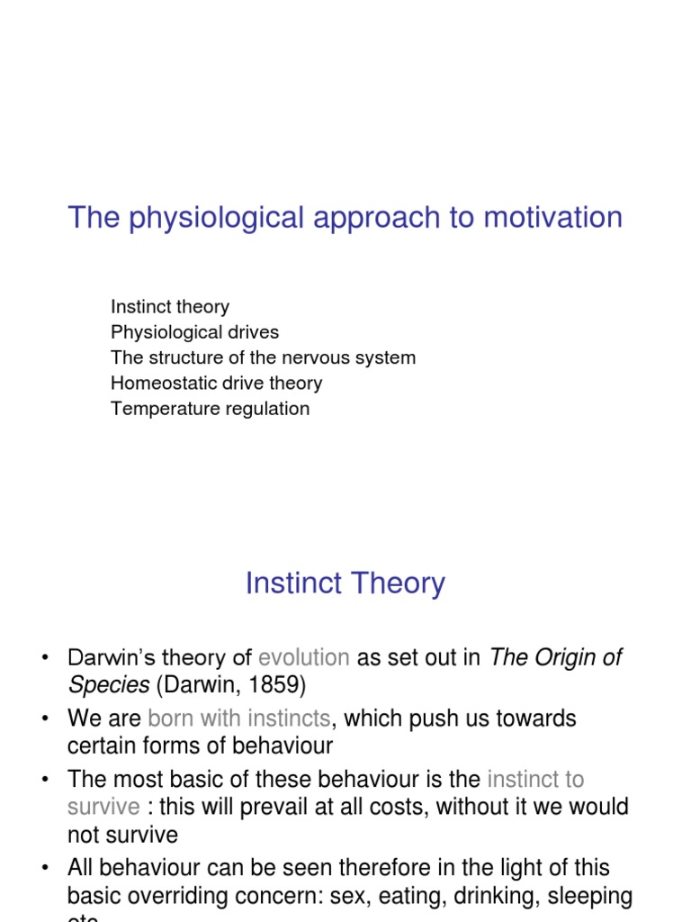 The Physiological Approach To Motivation | PDF | Homeostasis | Nervous ...