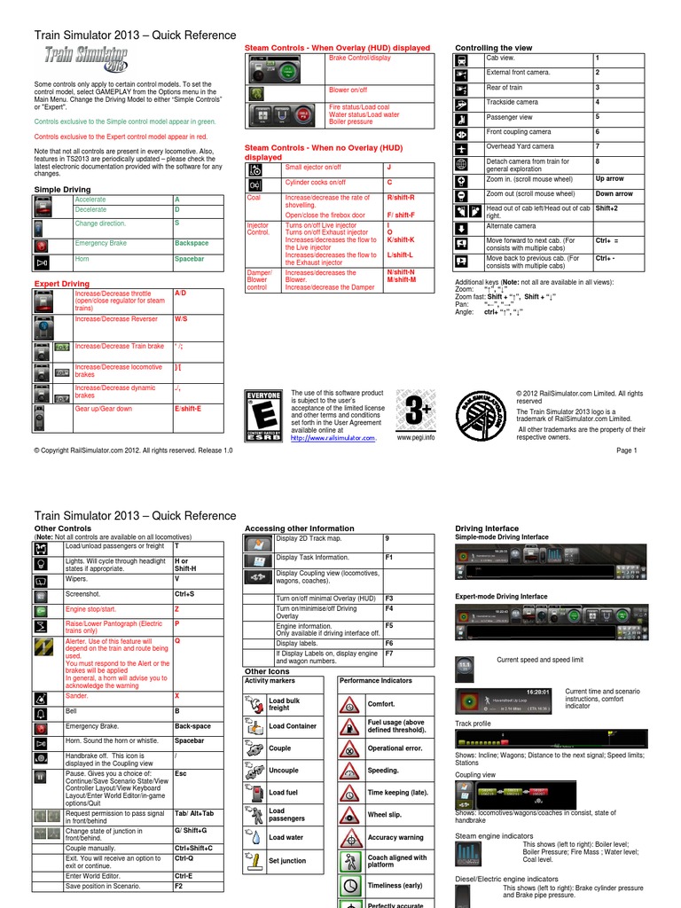 Train Simulator 2013 Keyboard Signal Guide | PDF | Locomotives | Train