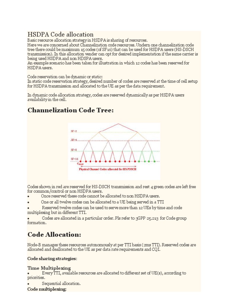 Hsdpa Code Allocation | PDF | High Speed Packet Access | Multiplexing