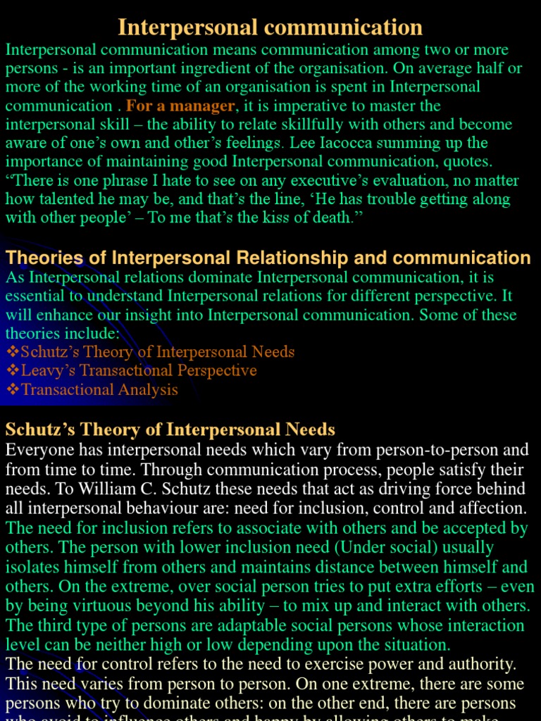 Interpersonal Communication | PDF | Interpersonal Relationships ...