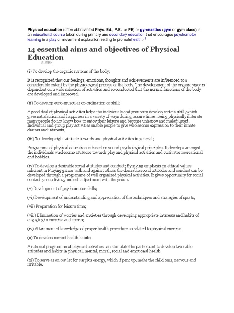 Physical Education | PDF | Physical Education | Physical Fitness