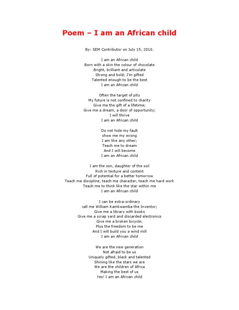 Empowering African Children Through Dreams | PDF | Poetry