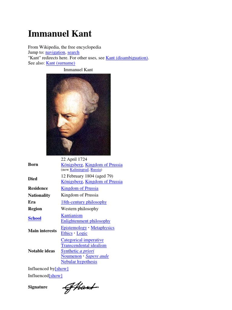 Immanuel Kant Life and Thought | Immanuel Kant | A Priori And A Posteriori