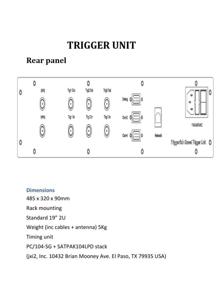 Trigger Unit: Rear Panel | PDF | Electrical Connector | Ultra High ...