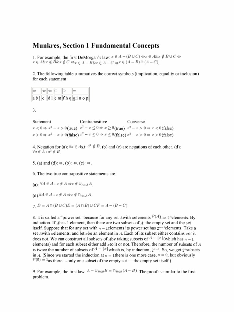 Munkres Solutions Chapter 1 PDF | PDF