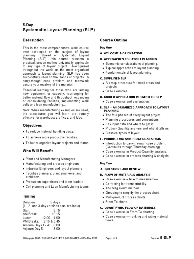 Systematic Layout Planning (SLP) : Page 1 of 3 | PDF | Lean ...