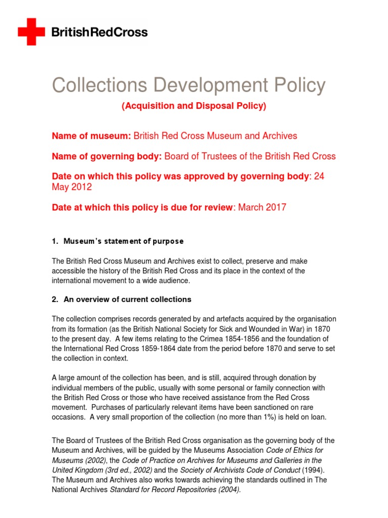 Collections Development Policy. | Archive | Museum | Free 30-day Trial ...