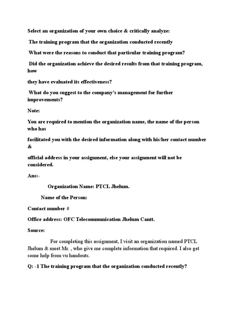 Organizational Behaviour Project On PTCL | PDF | Employment | Human ...