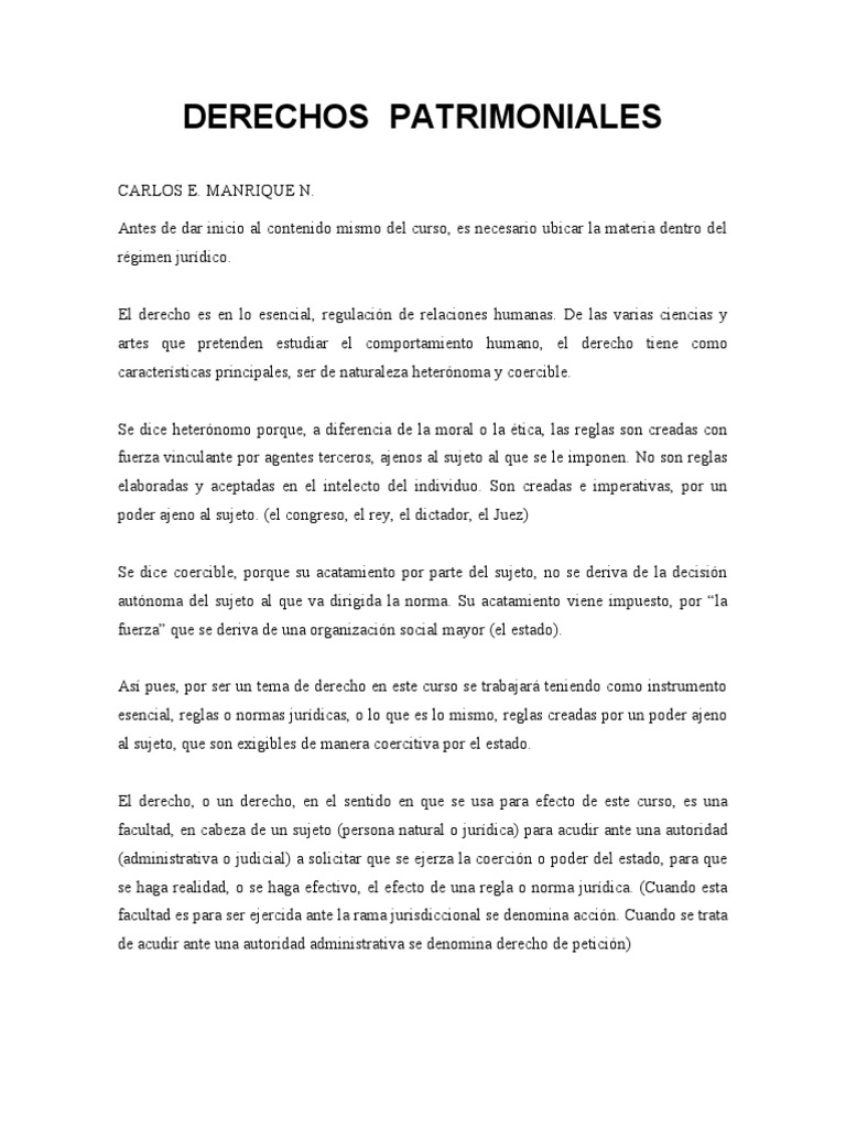 Ac Derechos Patrimoniales | PDF | Bienes (Ley) | Dinero