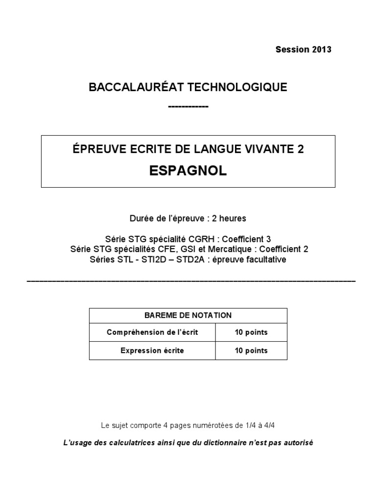 Bac Techno 2013 LV2 Espagnol | PDF | España | México