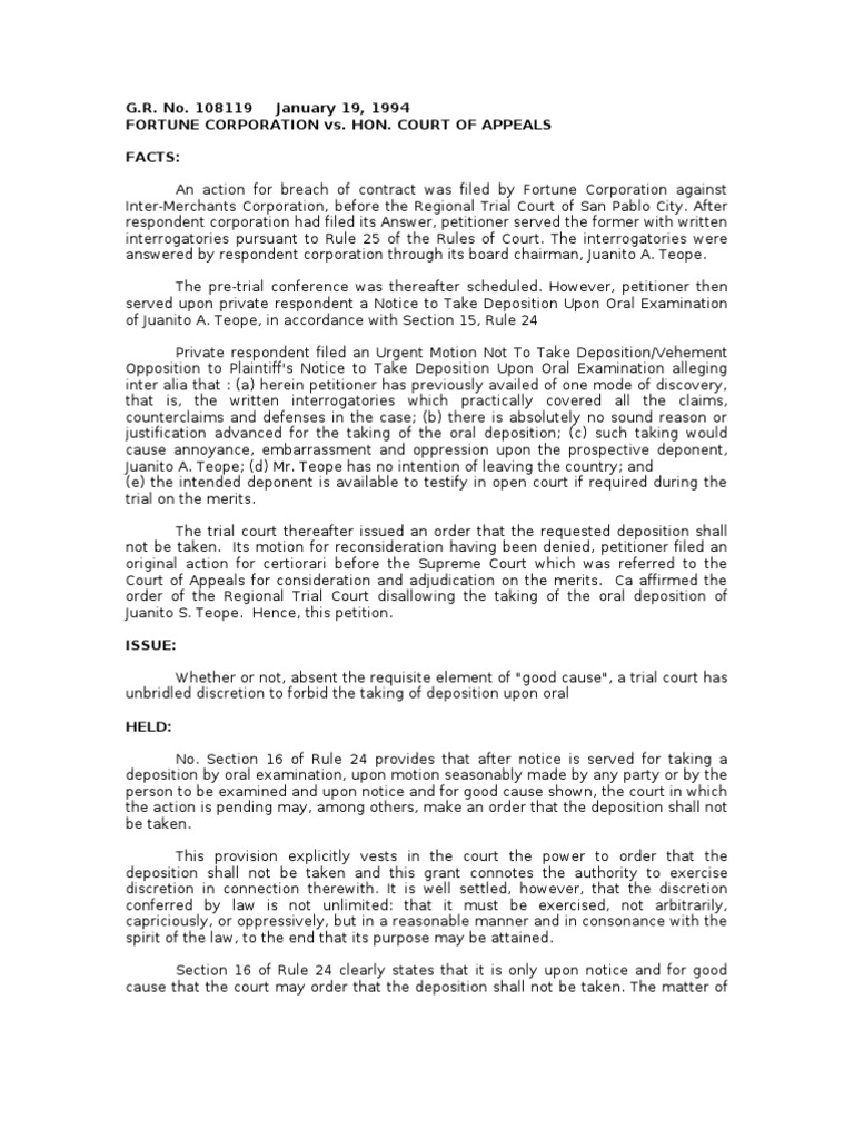 Civpro Conso Digests | PDF | Deposition (Law) | Discovery (Law)