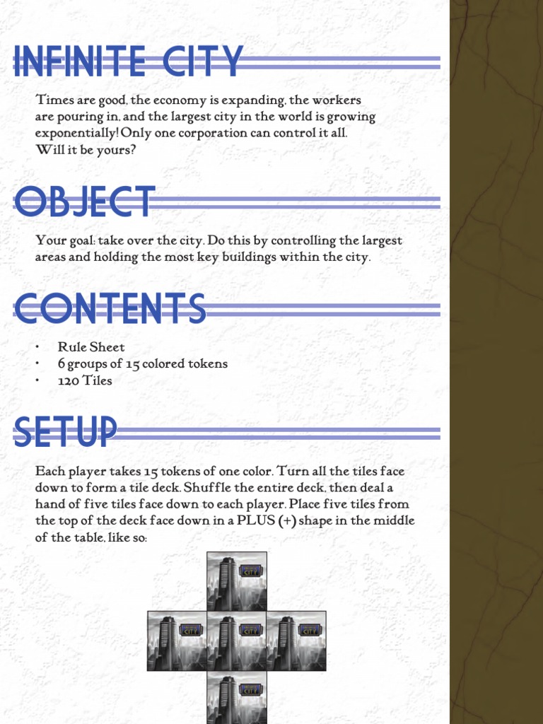Infinite City - Rules | PDF | Gaming | Games Of Mental Skill