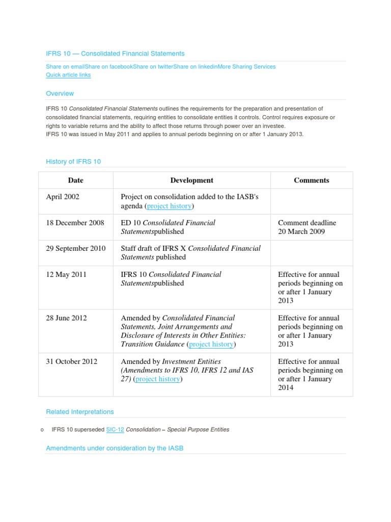 Ifrs 10 | PDF | International Financial Reporting Standards ...