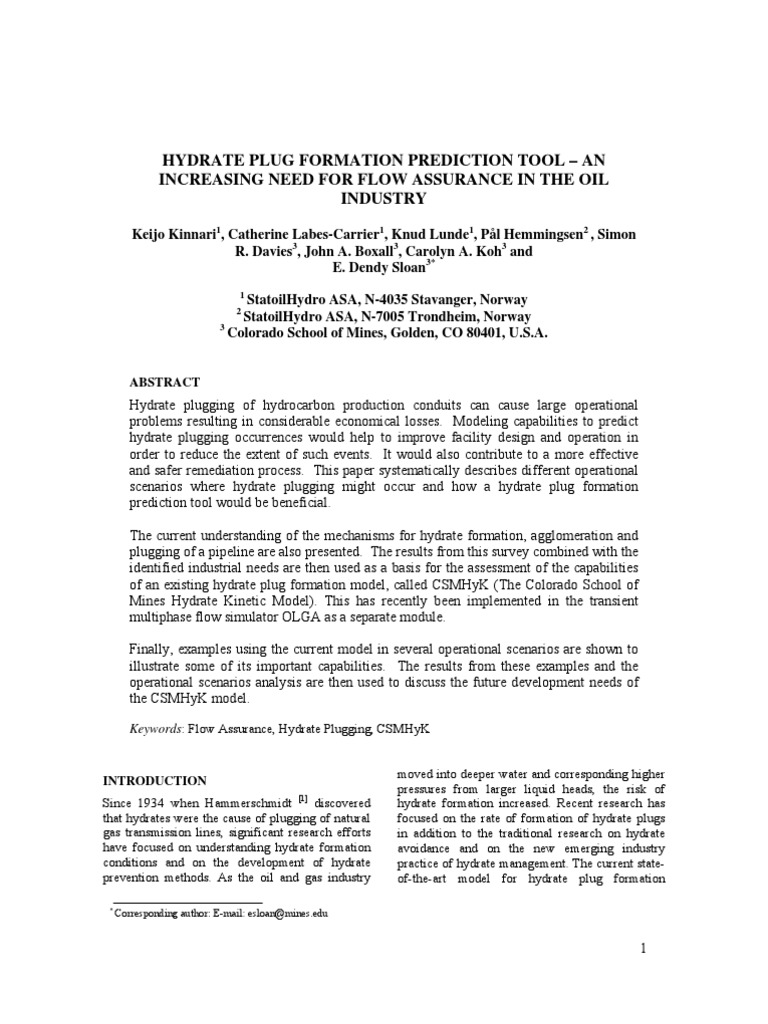 Hydrate Plug Mechanisms | PDF | Fluid Dynamics | Viscosity