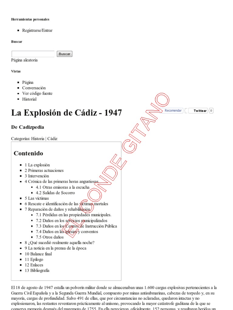 La Explosión de Cádiz en 1947 | PDF | Publicación | Francisco franco