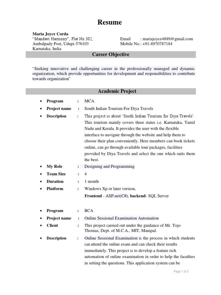 Joyce Resume | Microsoft Windows | Application Software