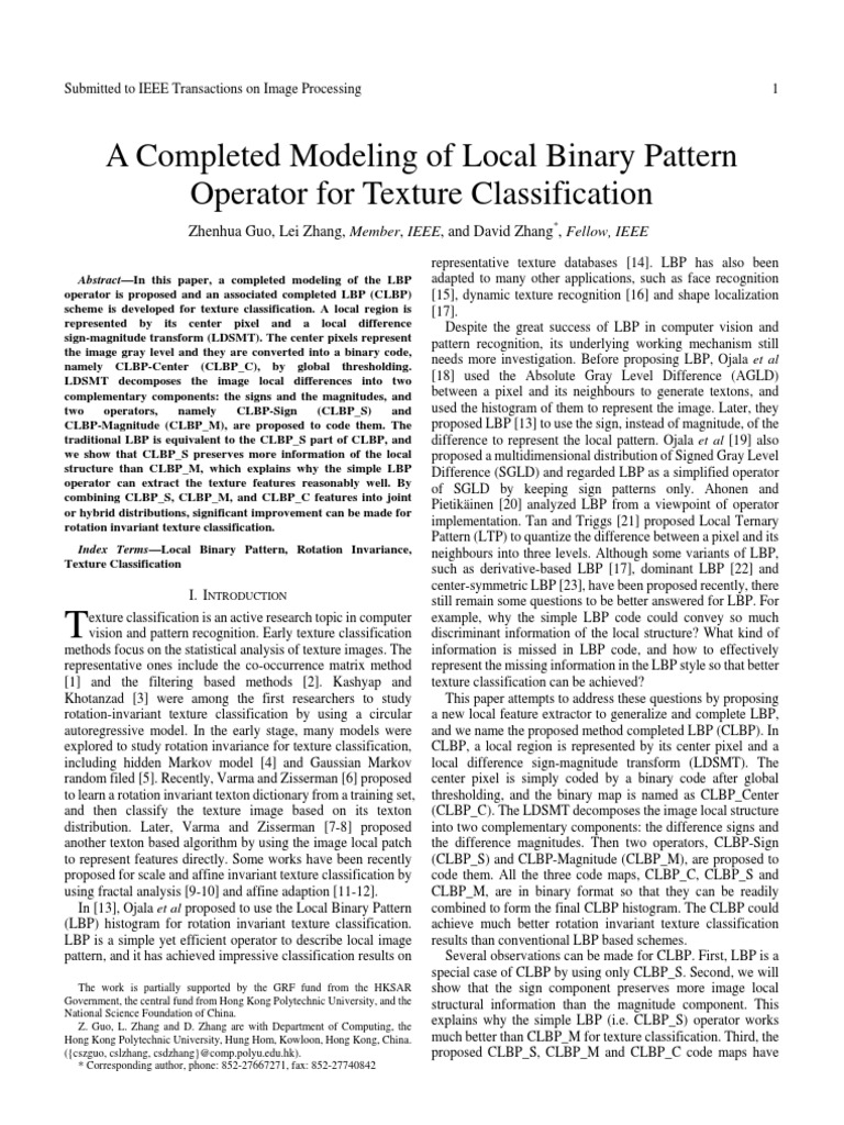 A Completed Modeling of Local Binary Pattern Operator for Texture ...